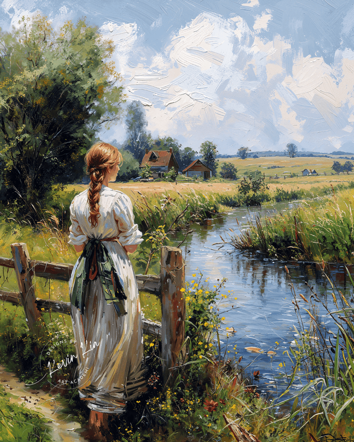 Awaiting — Woman by a Quiet Stream in Summer Light By Kevin Kia – Art ...