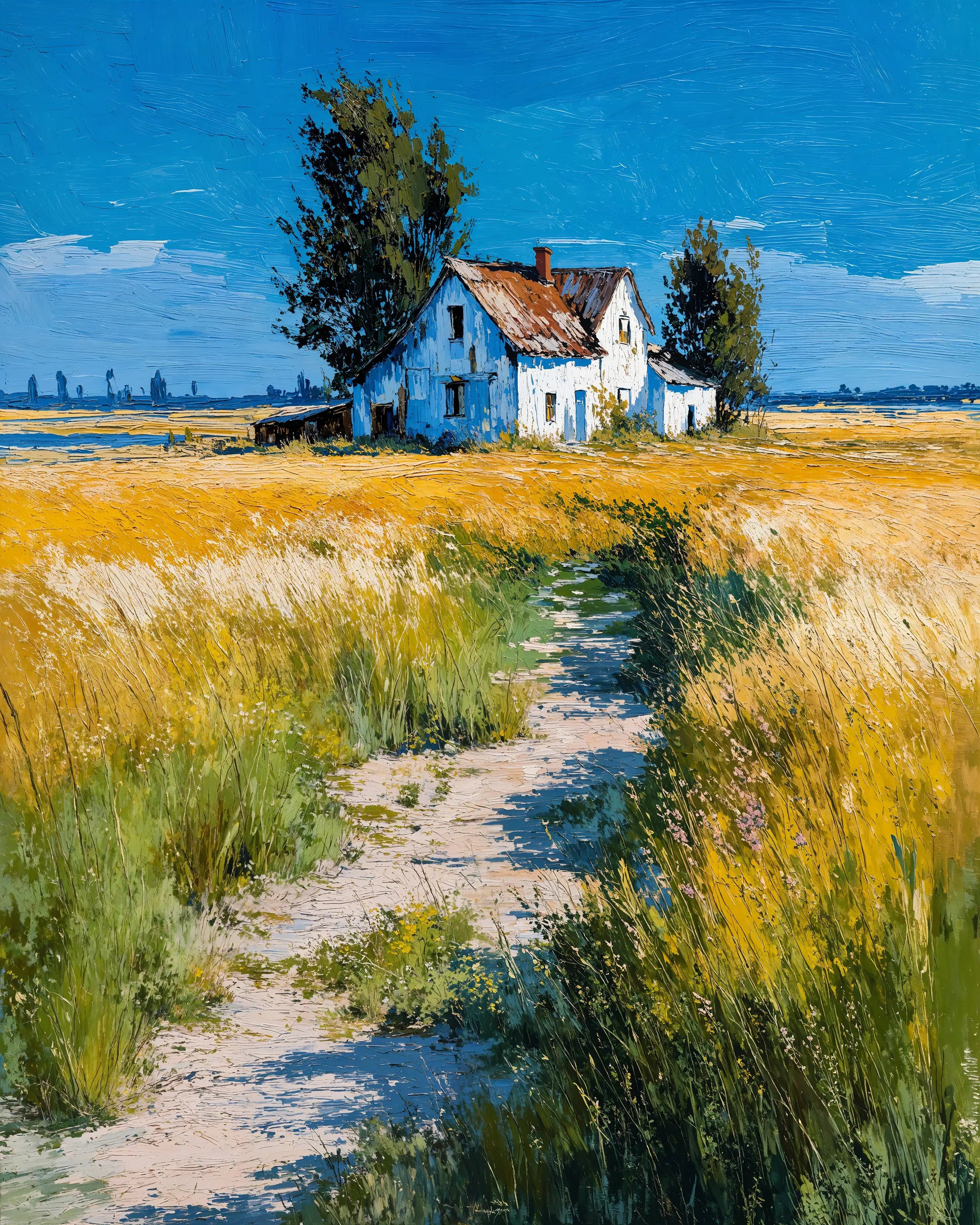 Gone with the Wind – Golden Field and Farmhouse Fine Art Print By Kevin ...