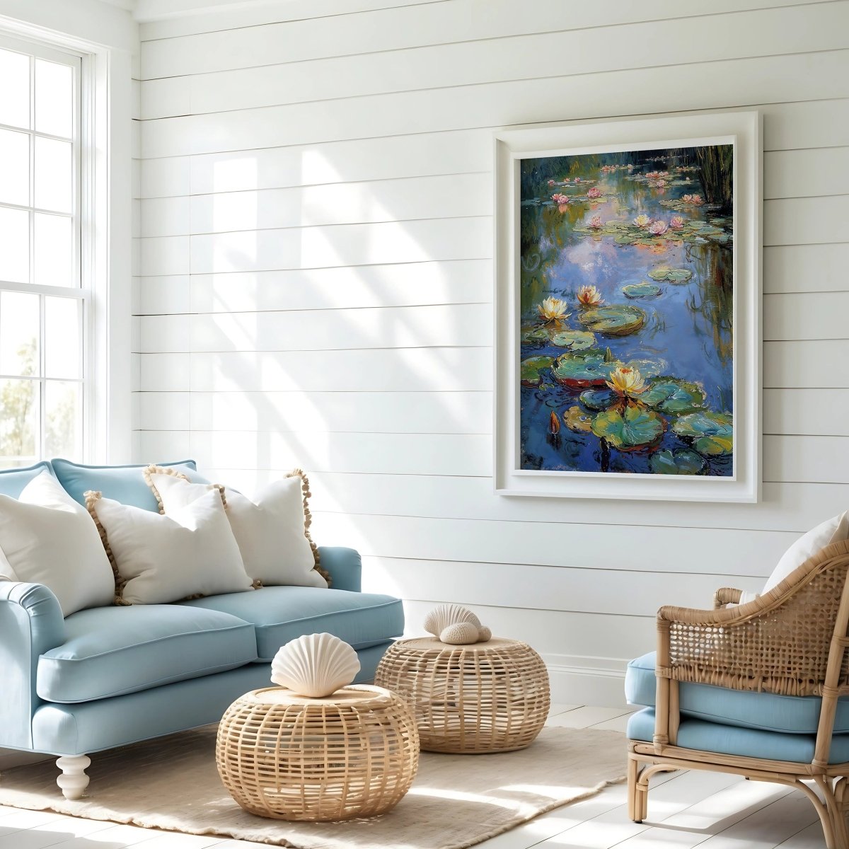 Golden Lily Pond with Soft Reflections – Serene Printable Digital Art – Art Academi