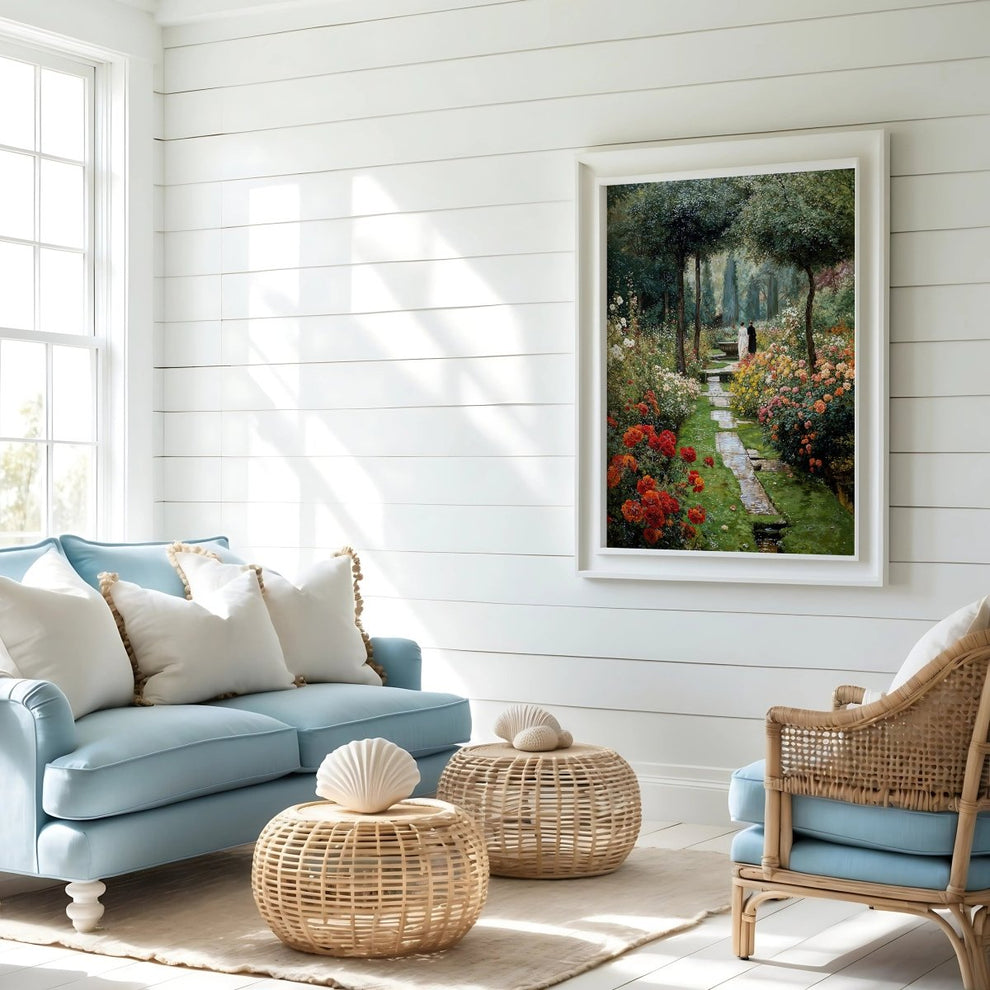 Love in Bloom – Romantic Garden Walk Landscape Art Print By Kevin Kia ...