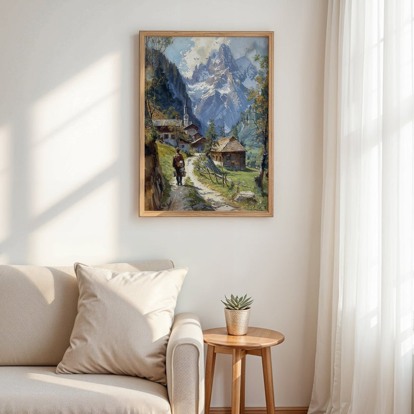 Alpine Village Path Print – Rustic Mountain Trail Printable Wall Art ...