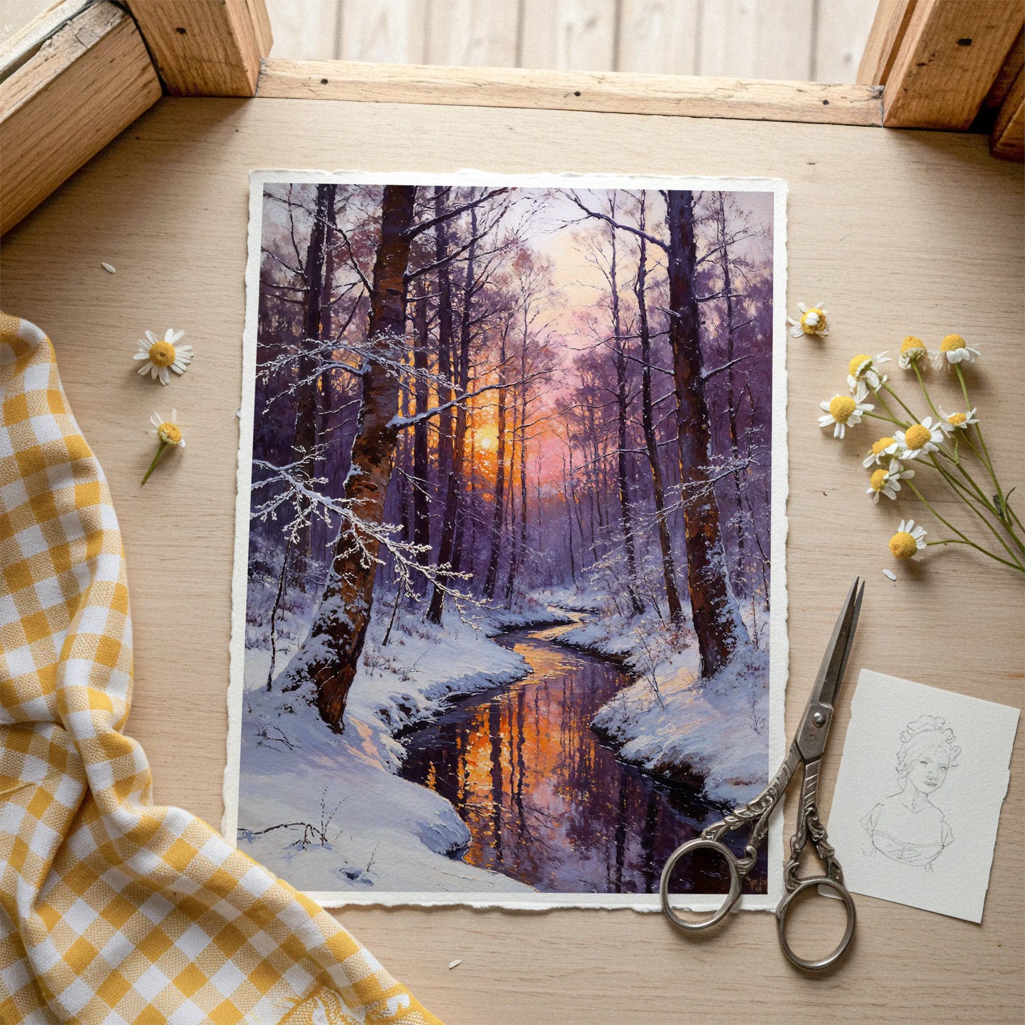 Luster Winter Forest Stream Violet Dusk Fine Art Print By Kevin Kia ...